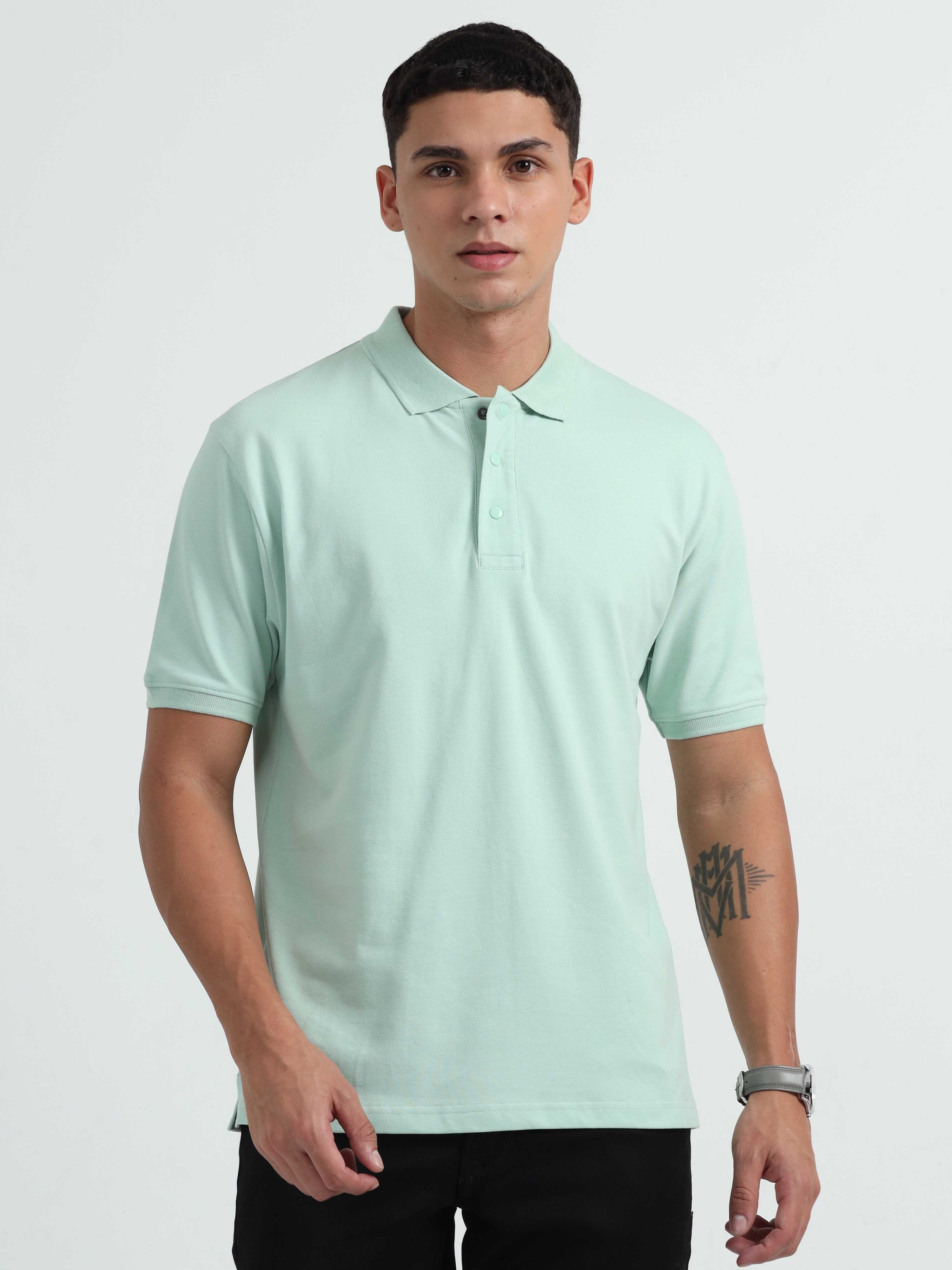 Shop Mens Light Green Polo T-Shirt Online in India