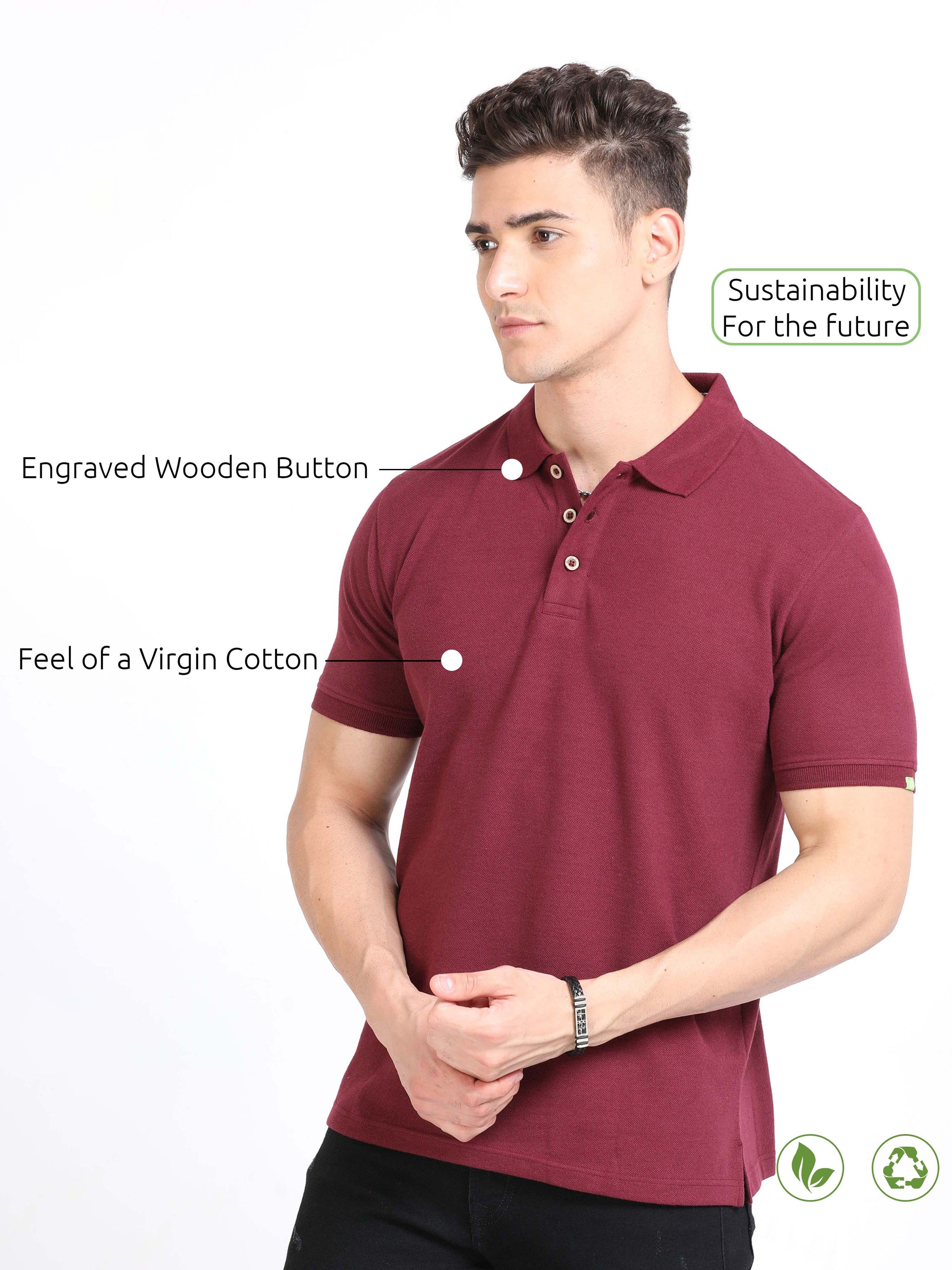 Buy Trendy Sustainable Maroon Polo T Shirt For Men