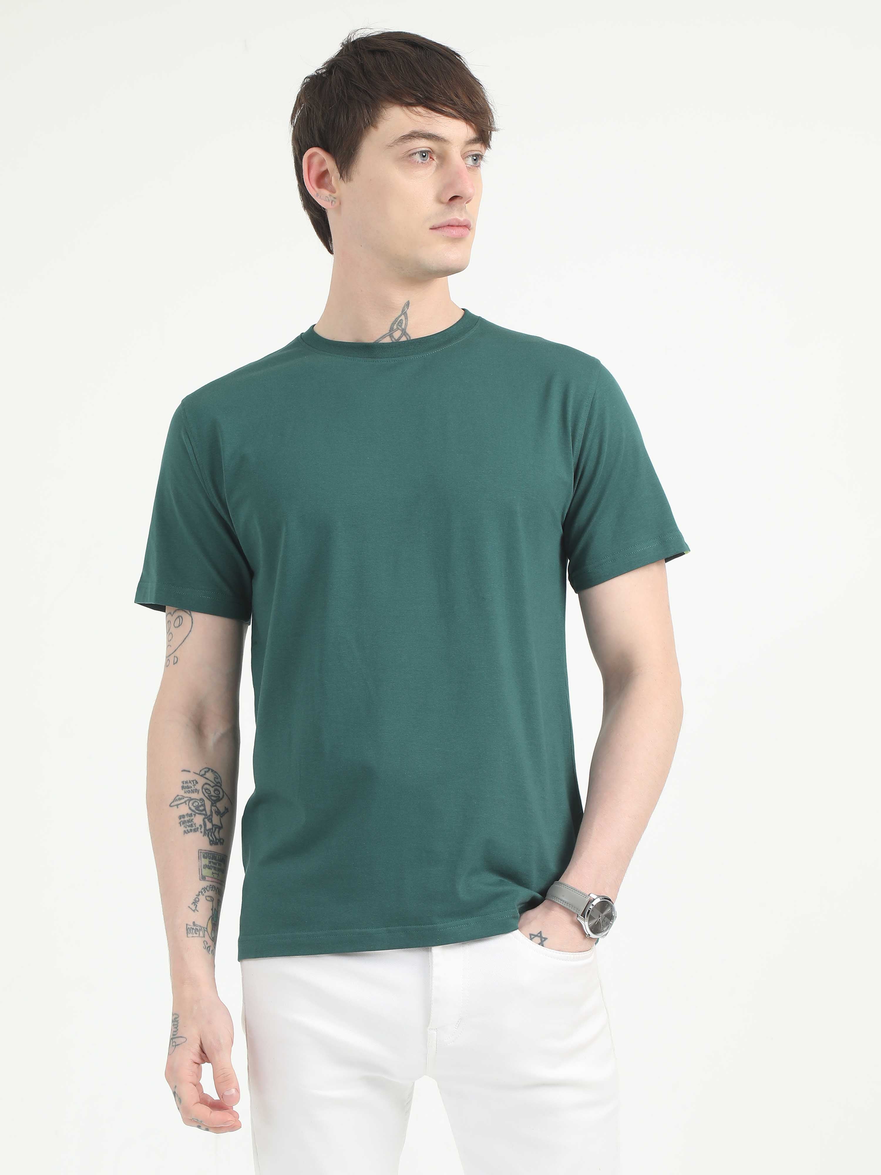 Buy Mens Plain Green T-Shirt Online at Great Price